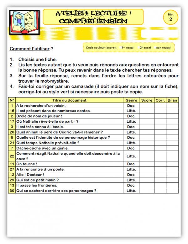 CM • Ateliers / Français • Lecture-compréhension