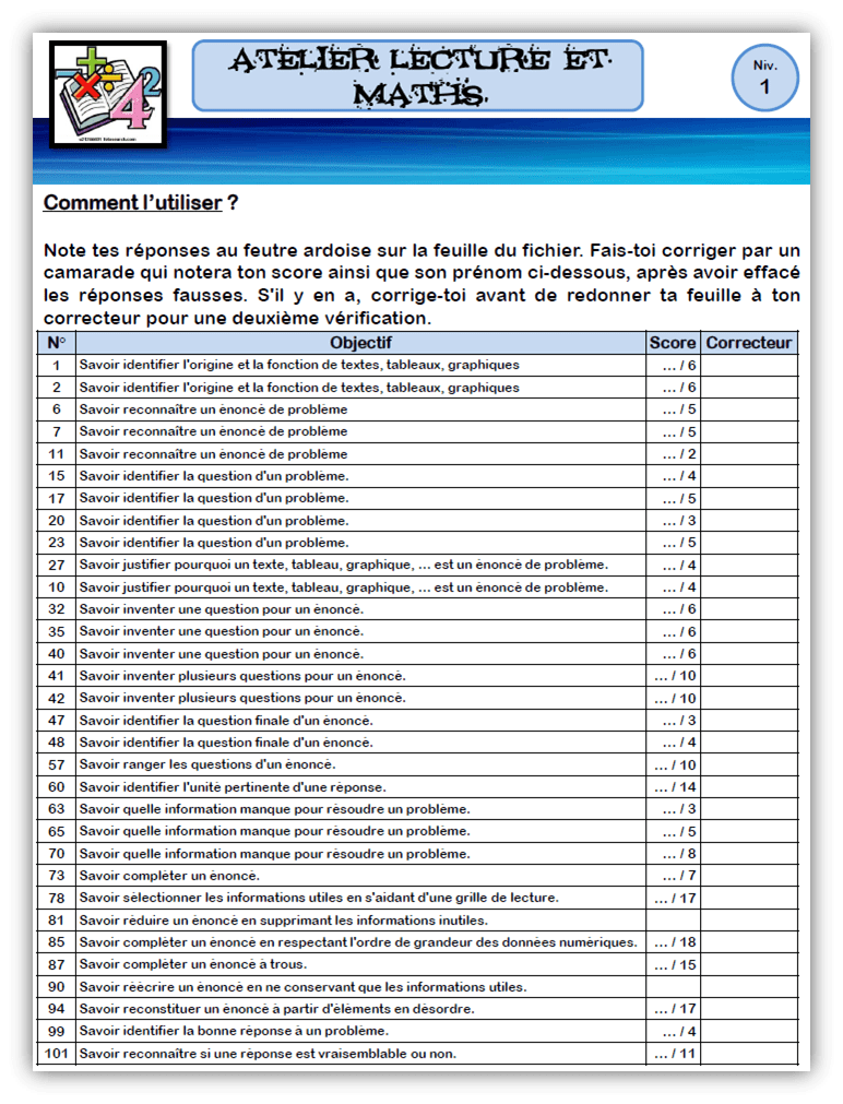CM • Ateliers / Mathématiques • Lecture et maths
