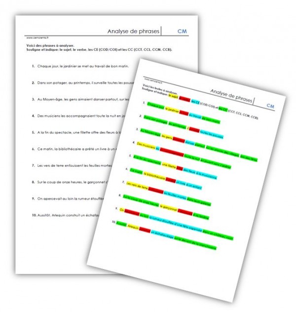 CM • Français • Analyse de phrases (grammaire)